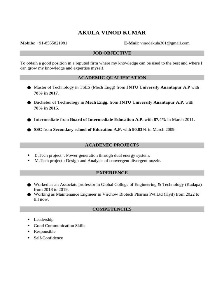 Vinod Resume 2 | PDF