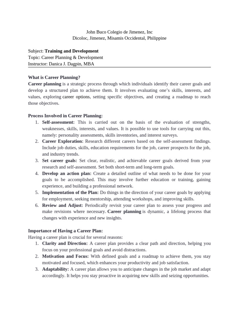 Career Planning & Development | PDF | Motivational | Motivation