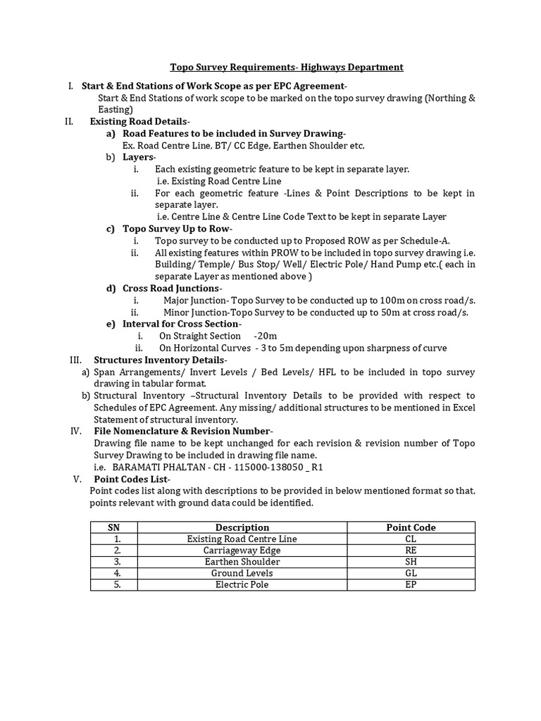 Topo_Survey Requirements _Innovision_Highways | PDF