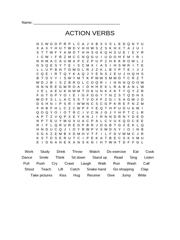 Action Verbs List for Activities | PDF