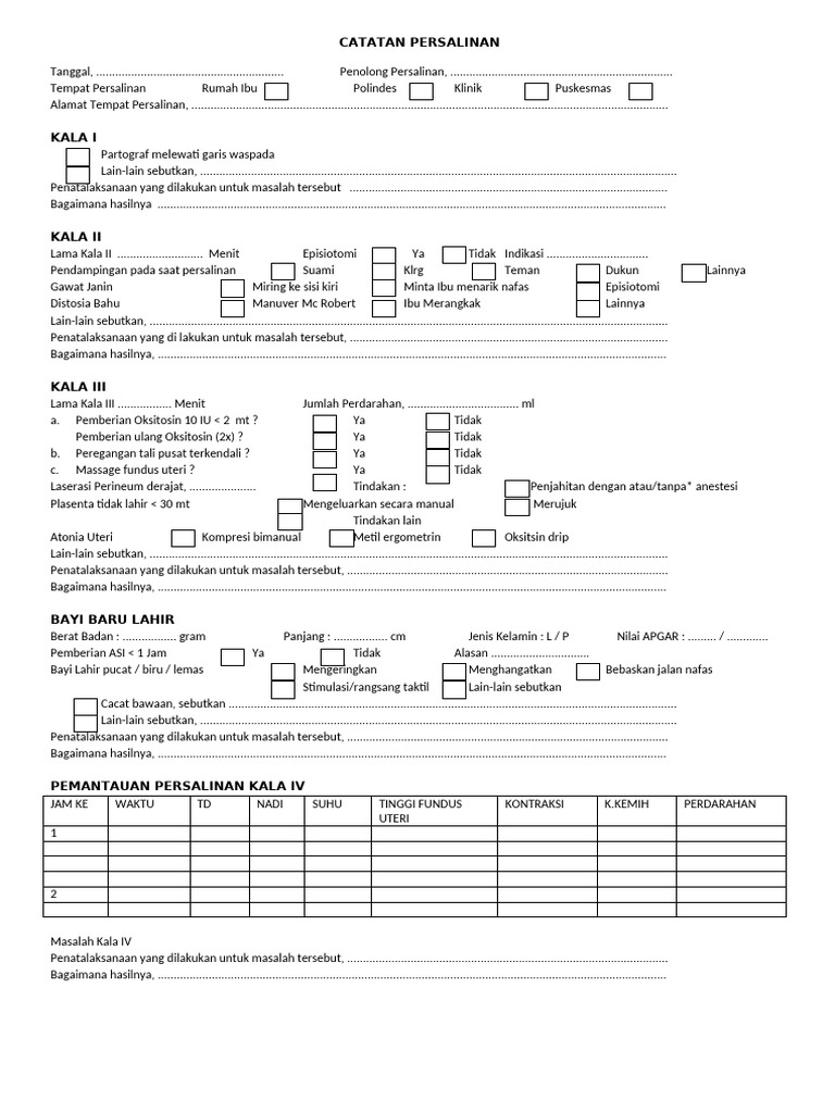 Catatan Persalinan | PDF