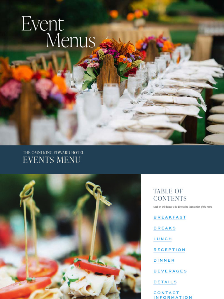 Omni King Edward Hotel Events Menu | PDF | Salad | Sushi