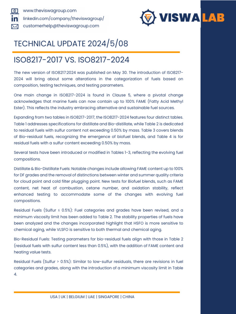ISO8217-2024 Marine Fuel Standards Update | PDF | Fuel Oil | Fuels