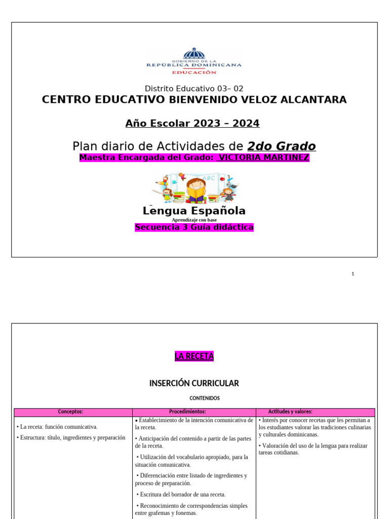 Guía Didáctica: La Receta en Clase | PDF | ensalada | Desarrollo sostenible