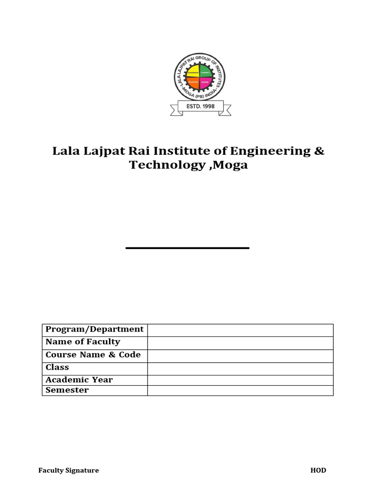 Course File Cover Page | PDF