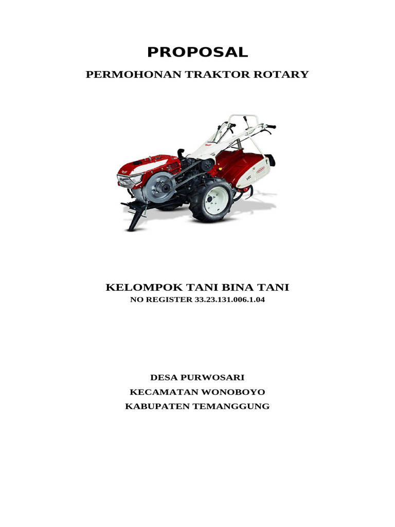 Proposal Traktor Rotary Bina Tani | PDF