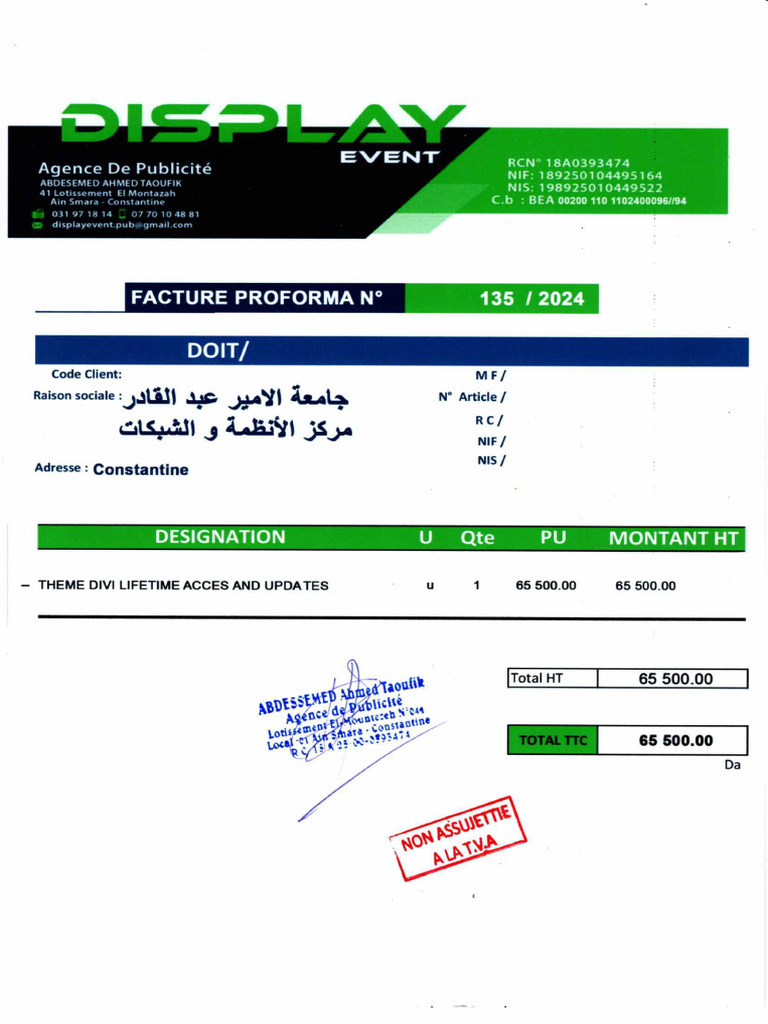 Facture Proforma DIVI | PDF