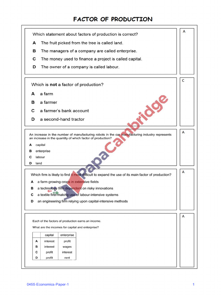 1.2-The Factors of Production | PDF