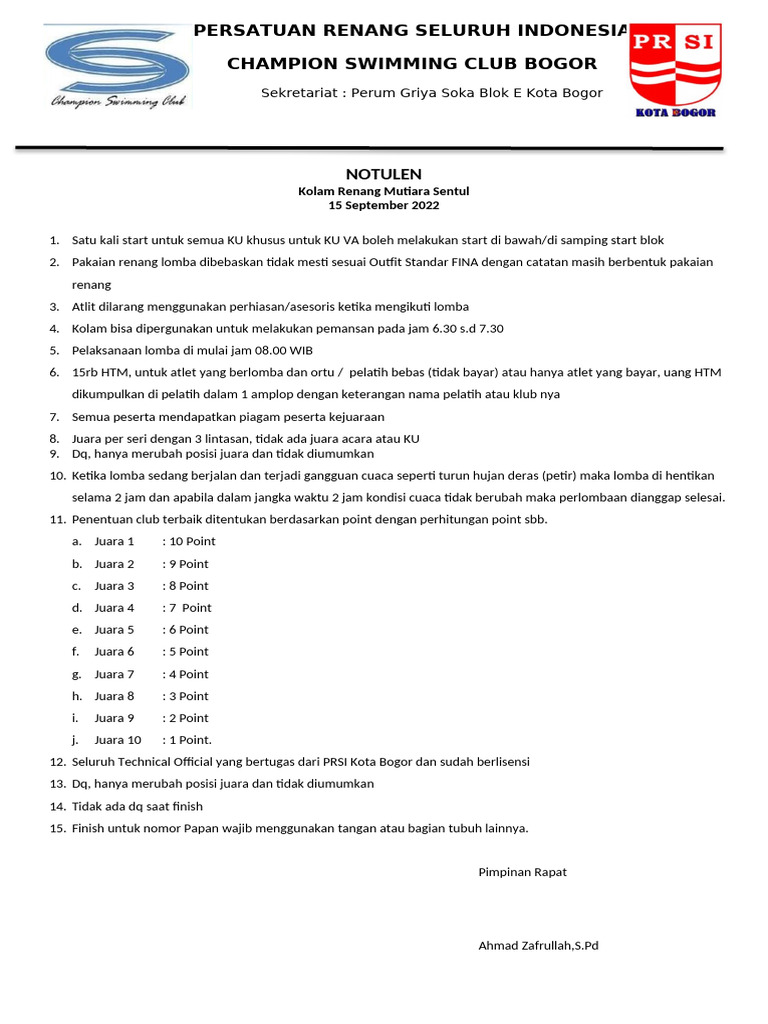 NOTULEN TM Koni CUP | PDF