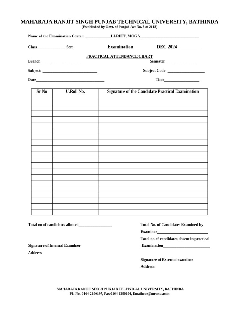 PRACTICAL FORMAT (DEC 24) | PDF | Punjab