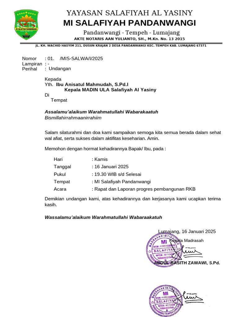 Undangan Pembangunan RKB 2025 | PDF