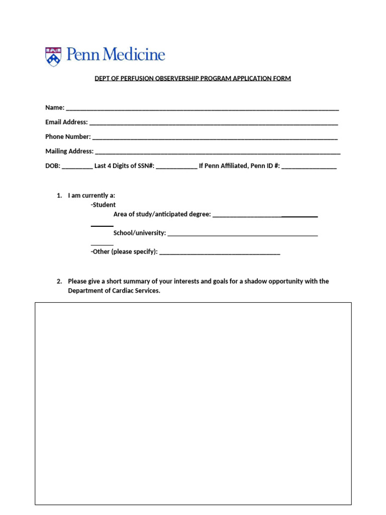 Observership Program Application Form | PDF