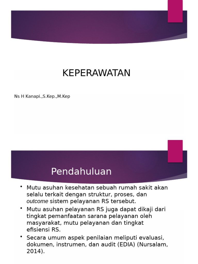Manajemen Keperawatan Indikator Mutu Pelayanan | PDF