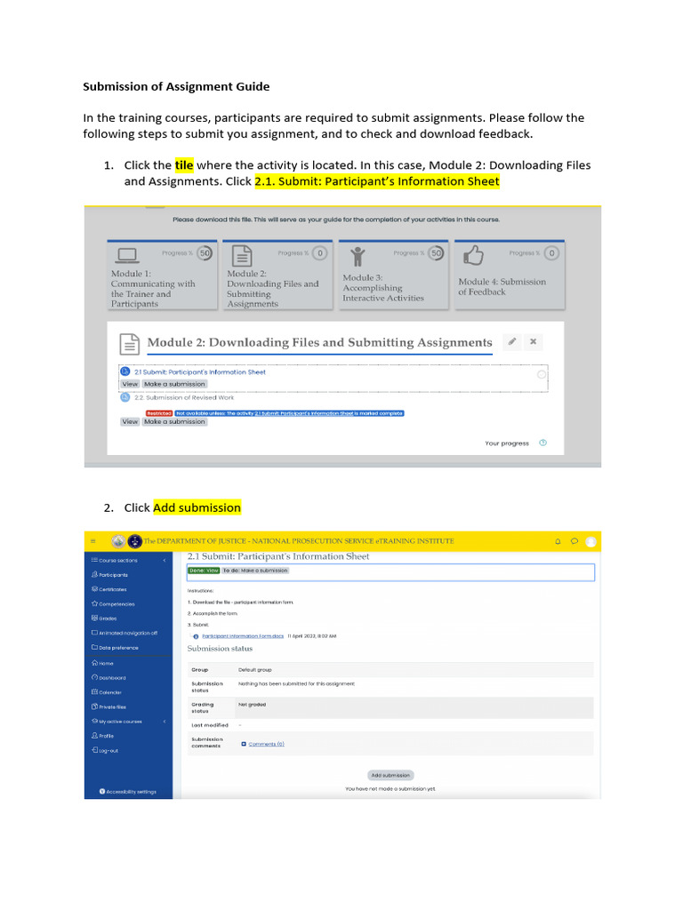 Submission of Assignment Guide | PDF