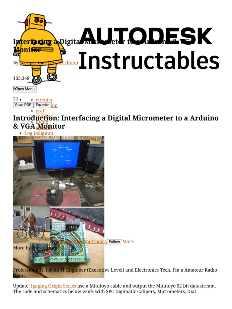 Interfacing A Digital Micrometer To A Arduino & VGA Monitor - 7 Steps - Instructables | PDF ...