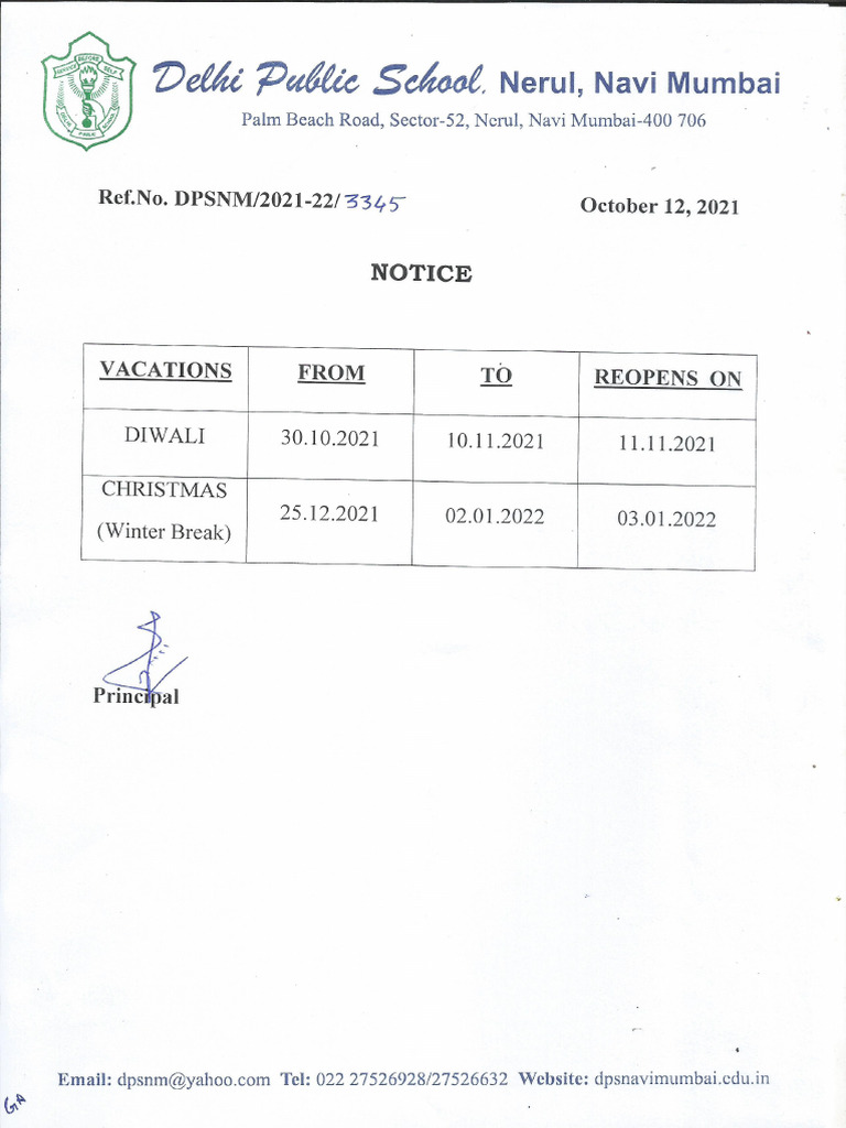 Vacation Notice | PDF