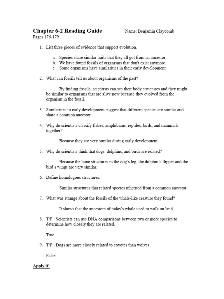 Chapter 6-2 reading guide | PDF