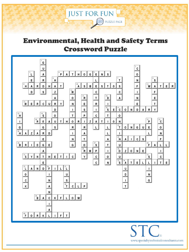 EHS Terms Crossword Puzzle | PDF | Waste | Hazardous Waste