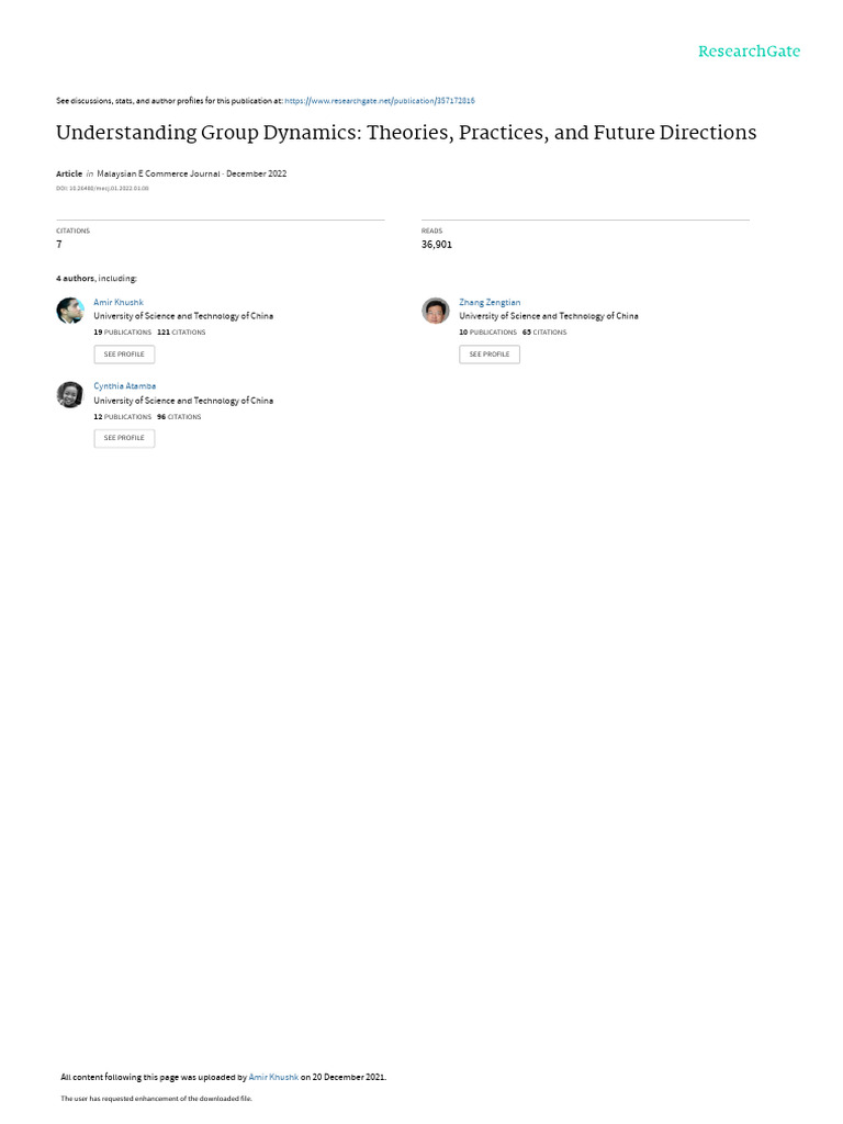 Understanding Group Dynamics Theories Practicesand Future Directions | PDF | Leadership ...