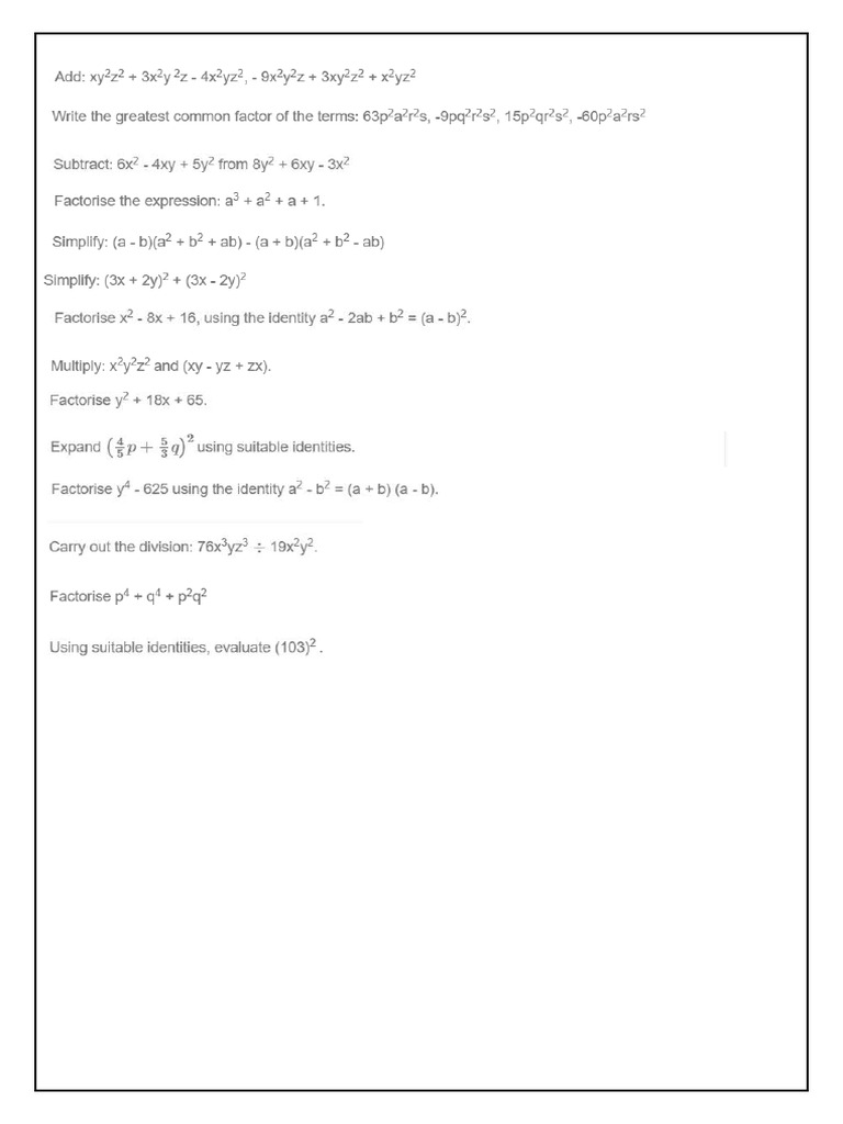 Algebra, Factorisation | PDF