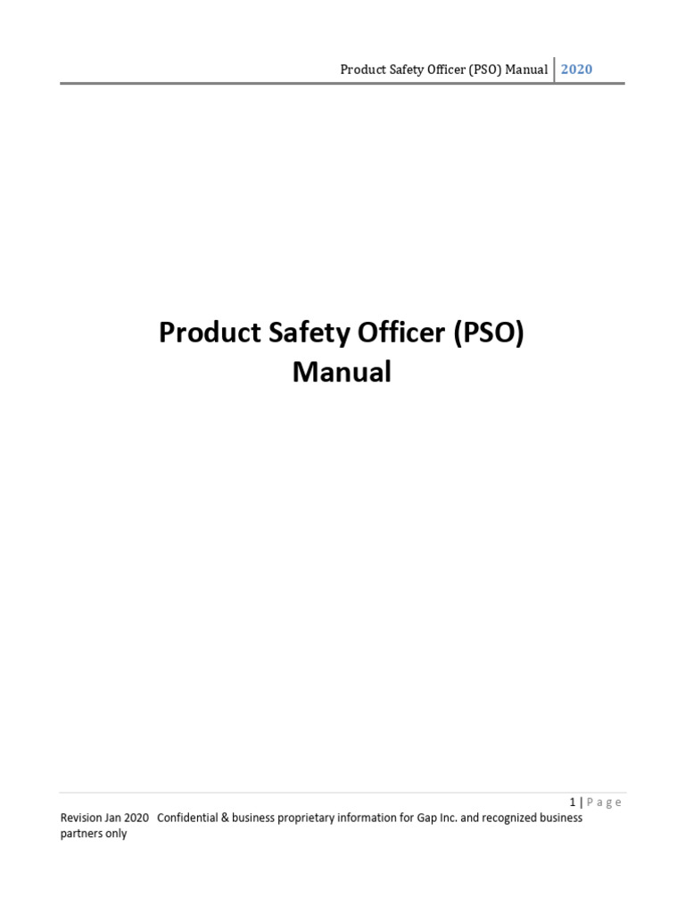 SOP18 Product Safety Officer (PSO) Manual - Jan 2020-Updated Apr 2023 | PDF | Audit | Quality ...