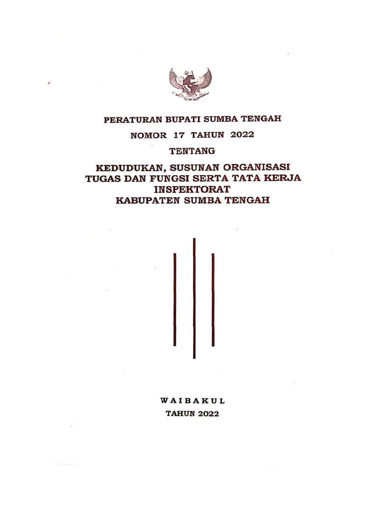 Perbup No.17 Tahun 2022 Sotk Inspektorat | PDF