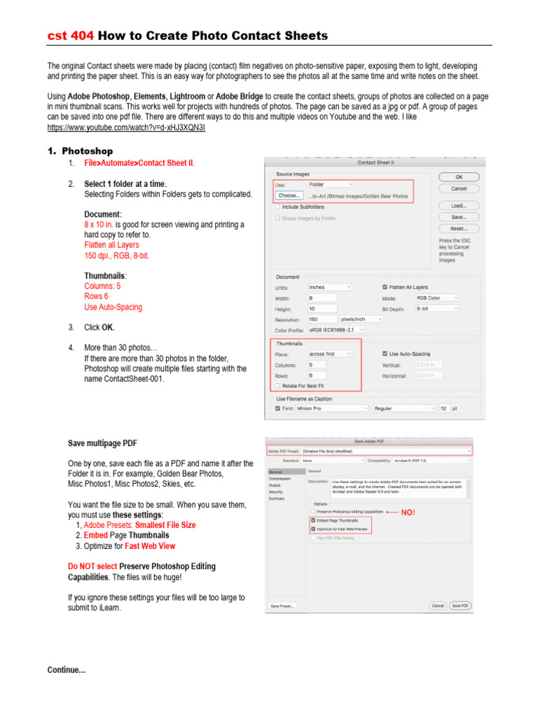 How to Create PhotoContactSheets | PDF | Adobe Photoshop | Software