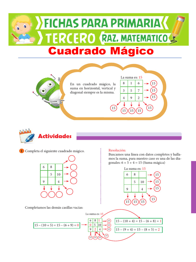 Cuadrados Mágicos para Tercer Grado | PDF