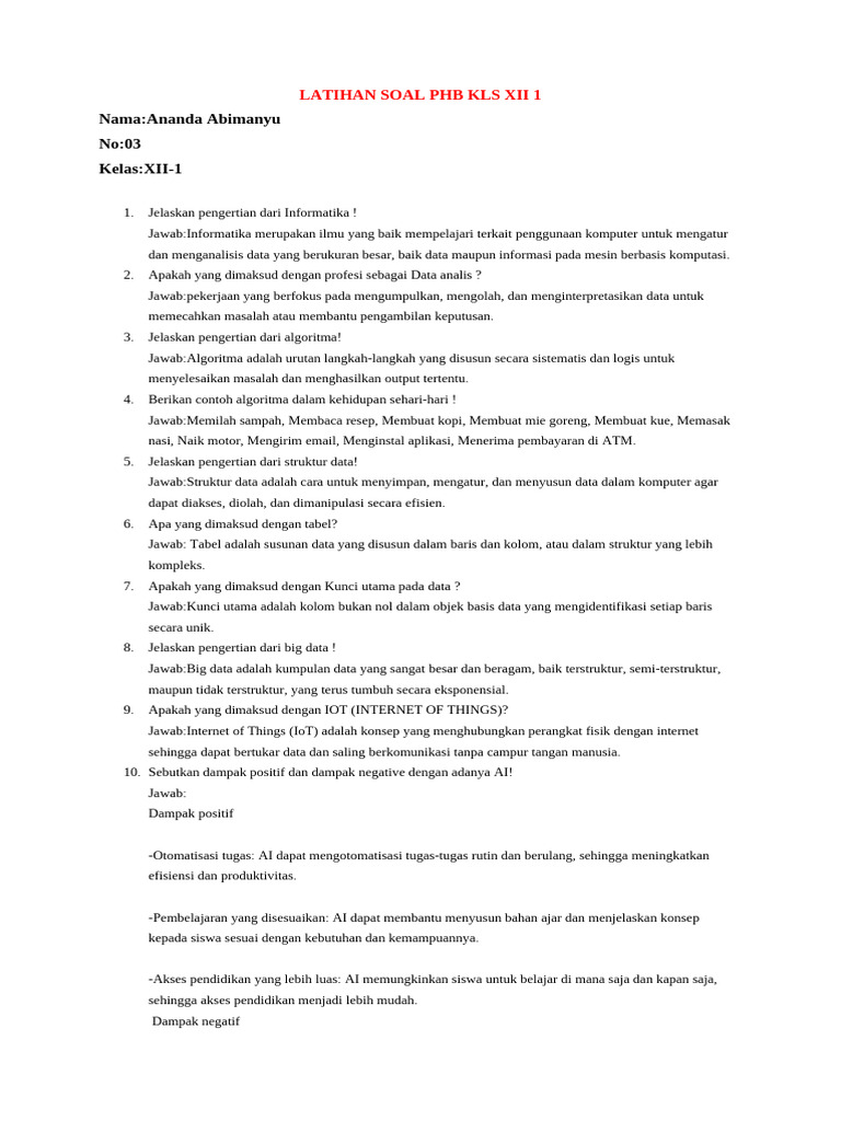 Latihan Soal MZ Aby | PDF