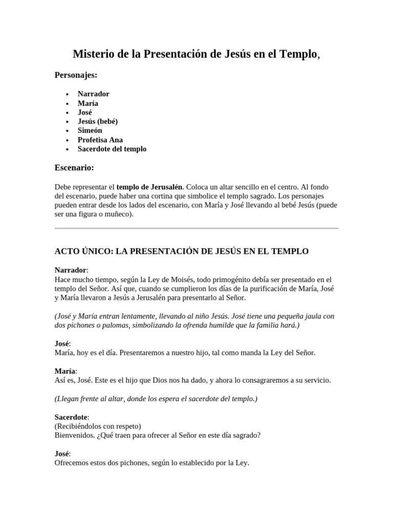 Presentación de Jesús en el Templo | PDF | María, madre de Jesús | Jesús