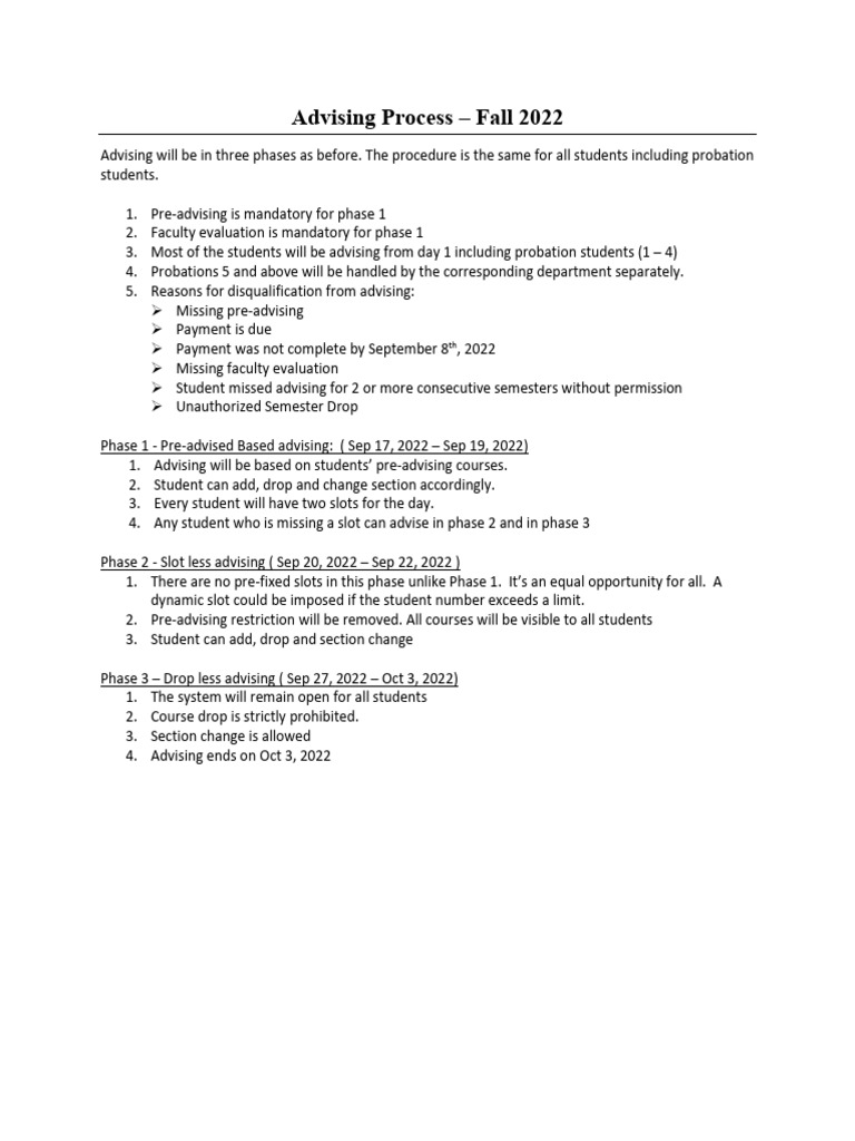 Advising Process Fall 2022-Updated | PDF