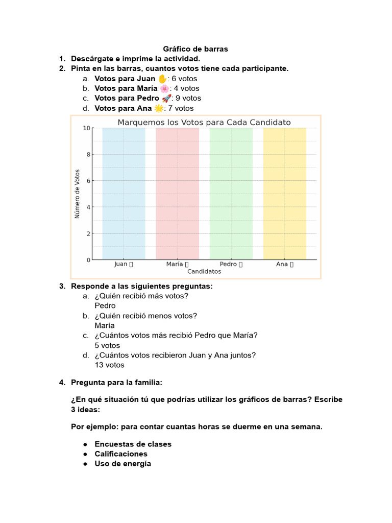 Actividad de Gráfico de Barras para Niños | PDF