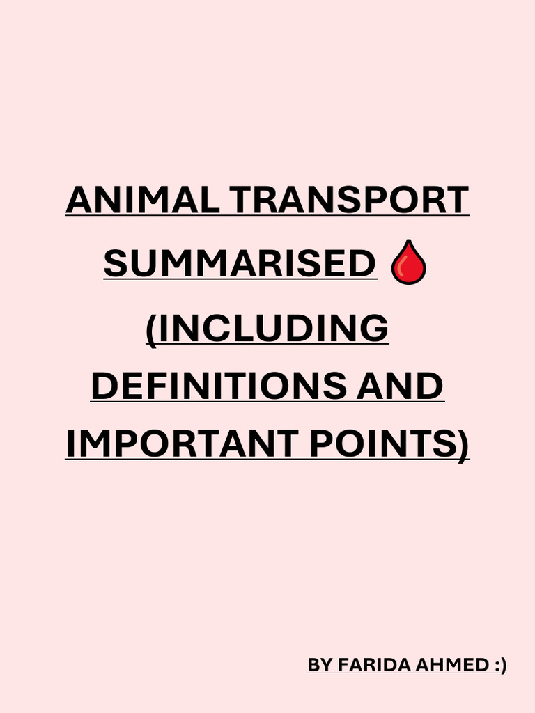 ANIMAL TRANSPORT SUMMARISED ? | PDF | Heart | Atrium (Heart)