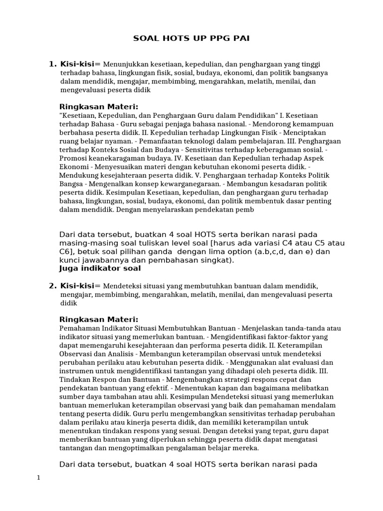 Panduan Soal Hots | PDF