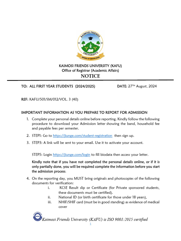 Important Information For First Year Students | PDF | Government And ...