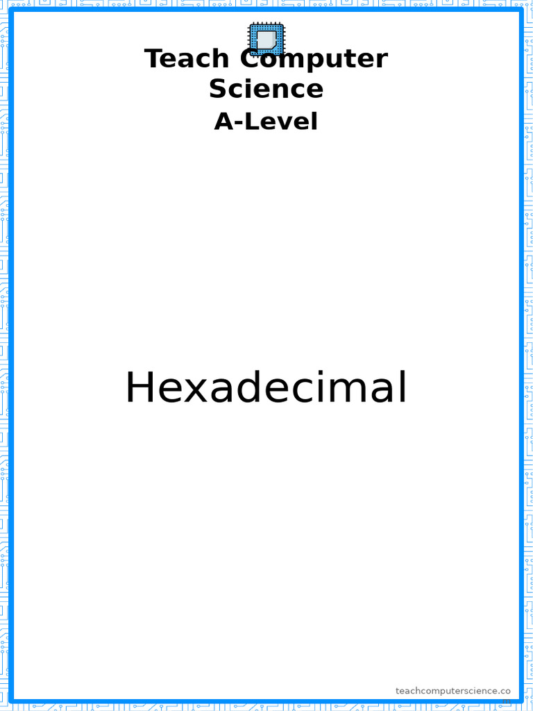 A-Level Quiz - 29 Hexadecimal | PDF | Computer Science | Notation