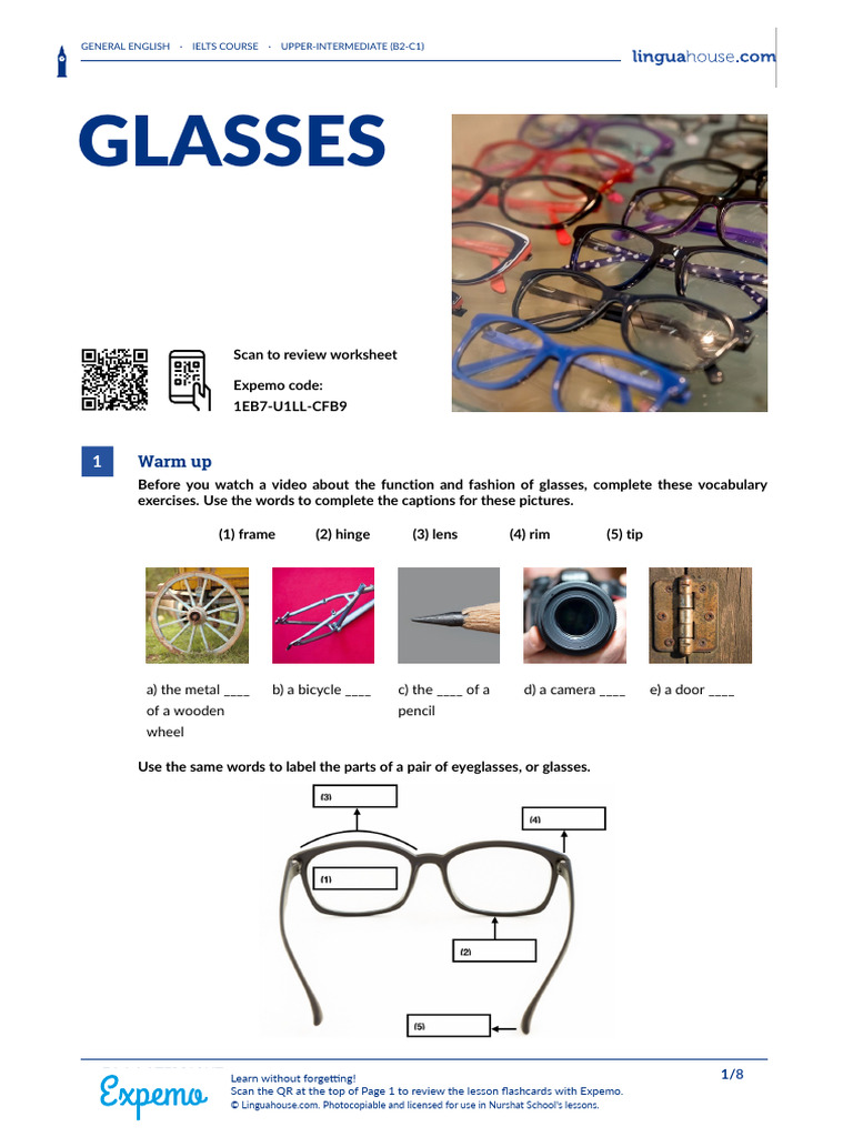 IELTS Upper-Intermediate Glasses Course | PDF | Glasses | Vocabulary