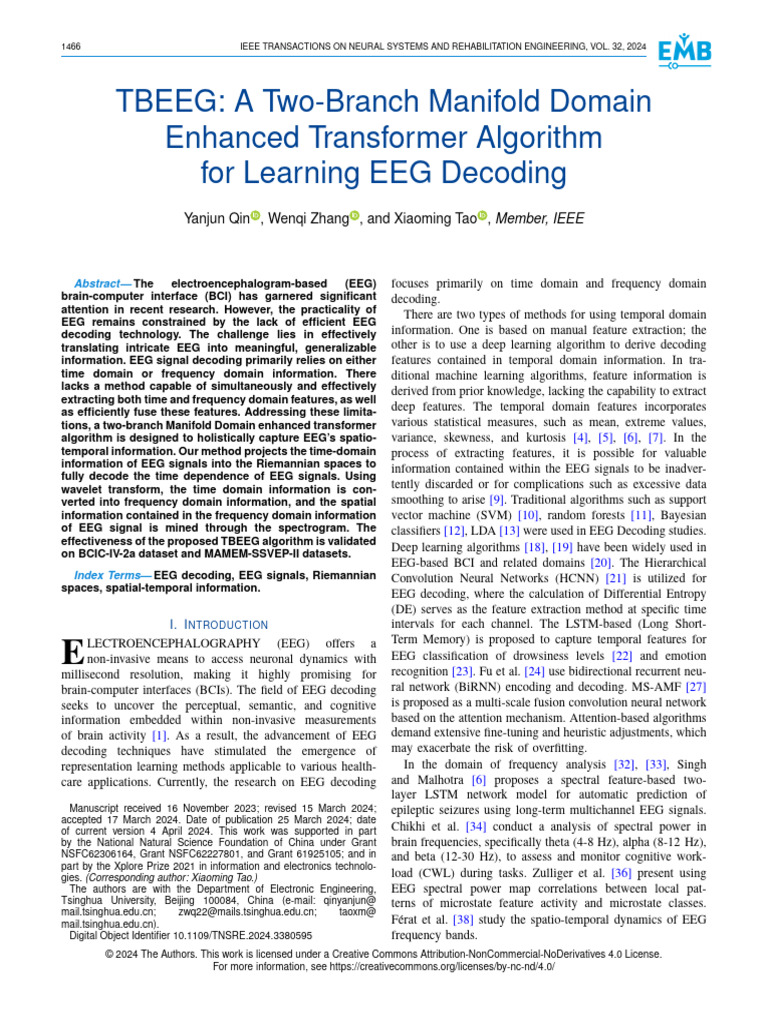 TBEEG A Two-Branch Manifold Domain Enhanced Transformer Algorithm For ...