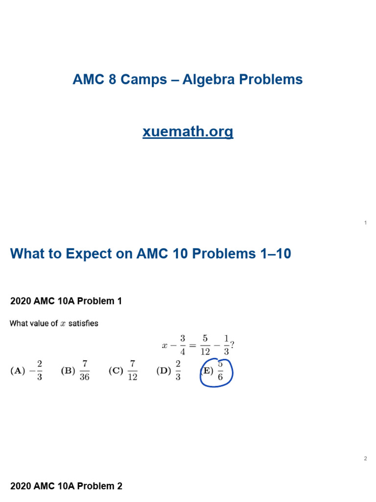 AMC 10 Algebra Problem Guide | PDF