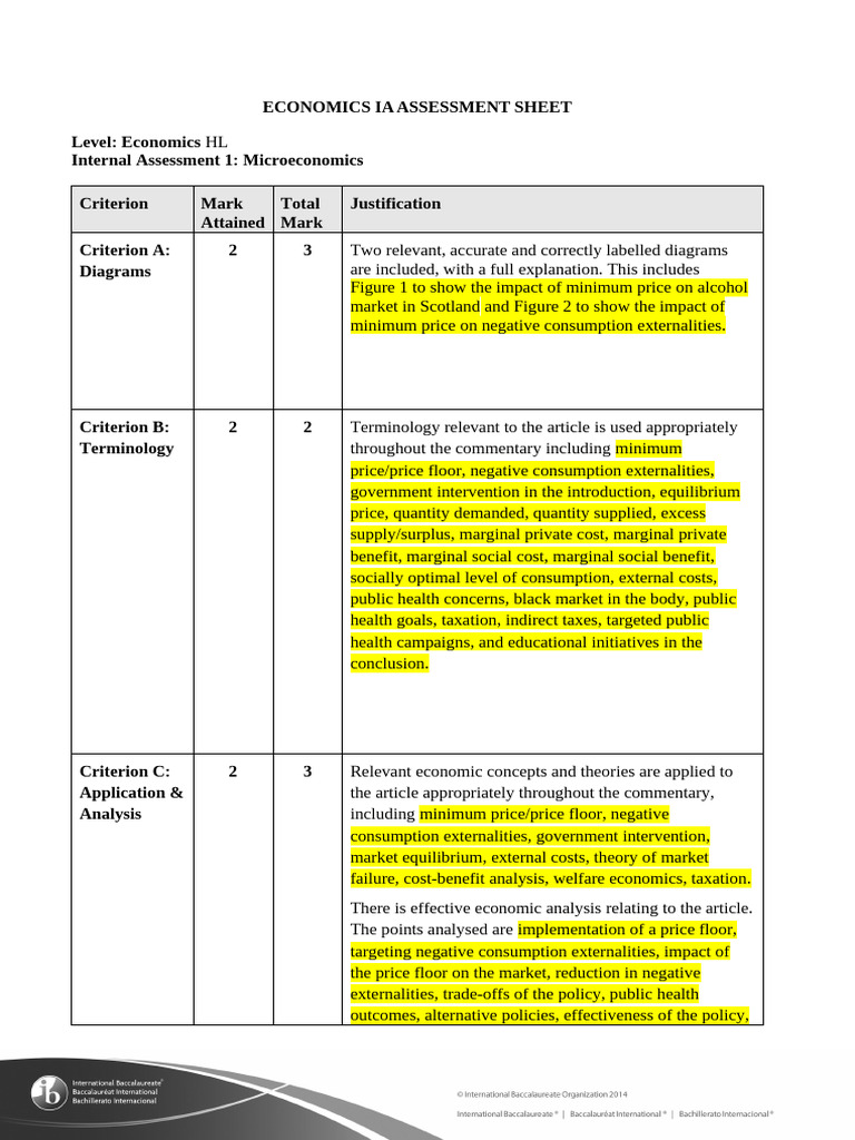 Economics IA Assessment Overview | PDF | Externality | Economics