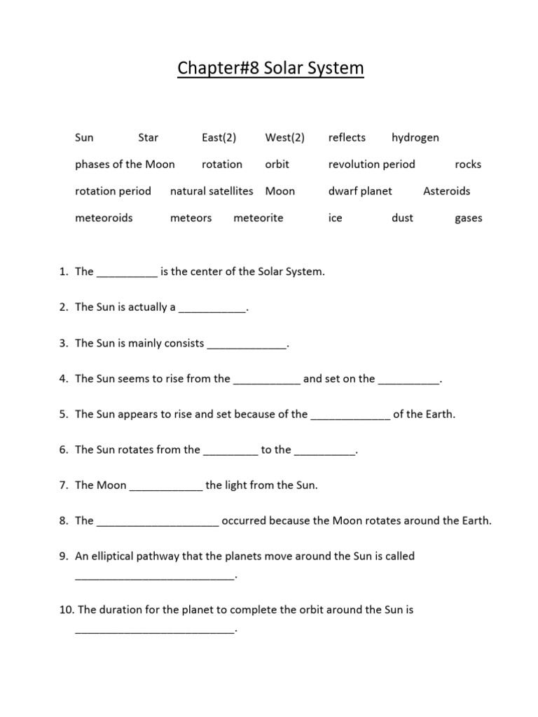 Solar System Worksheet#1 | PDF