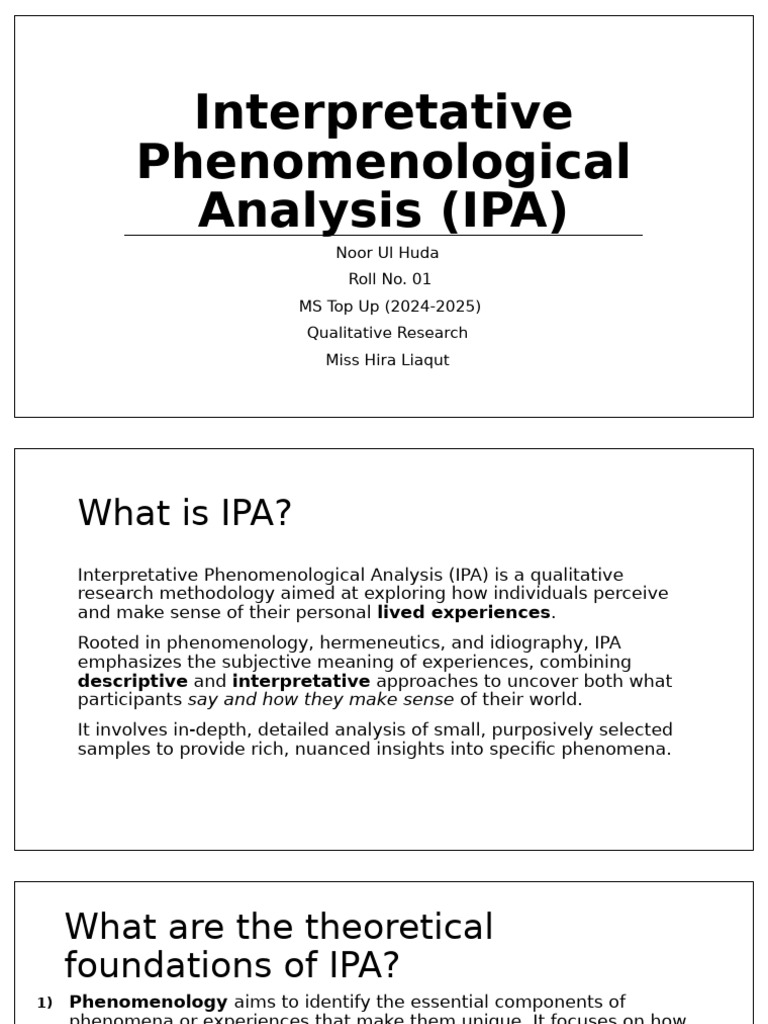 Interpretative Phenomenological Analysis (IPA) | PDF | Hermeneutics ...