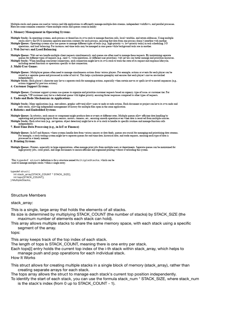 Multiple Stacks and Queues | PDF | Queue (Abstract Data Type) | Process ...