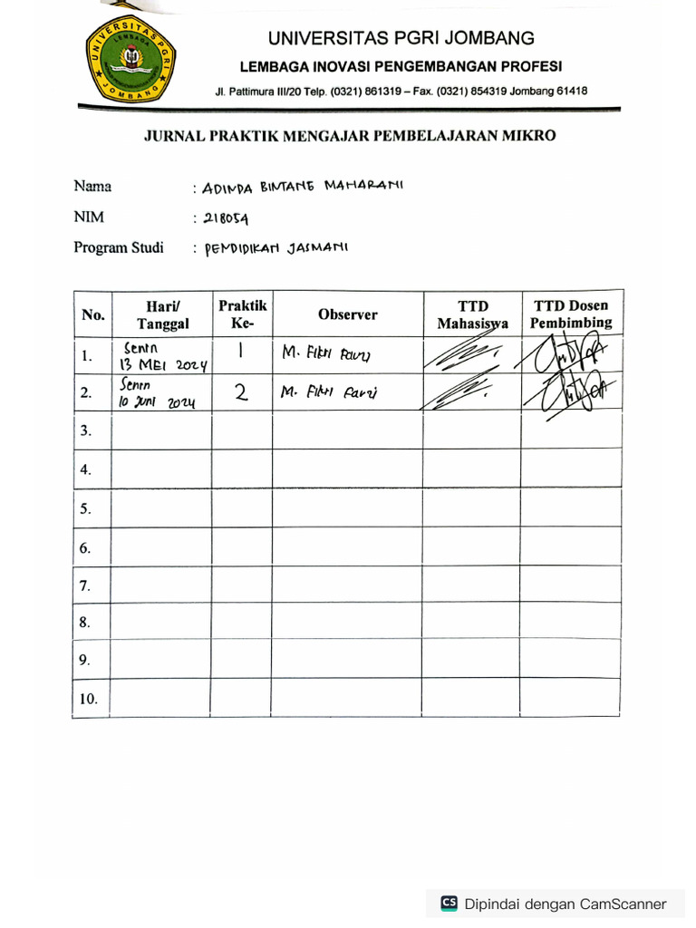 Adinda Bintang M Jurnal Praktek | PDF