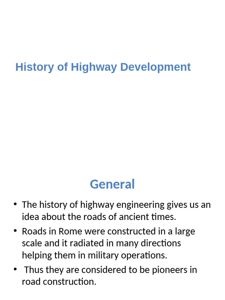 Evolution of Highway Engineering History | PDF