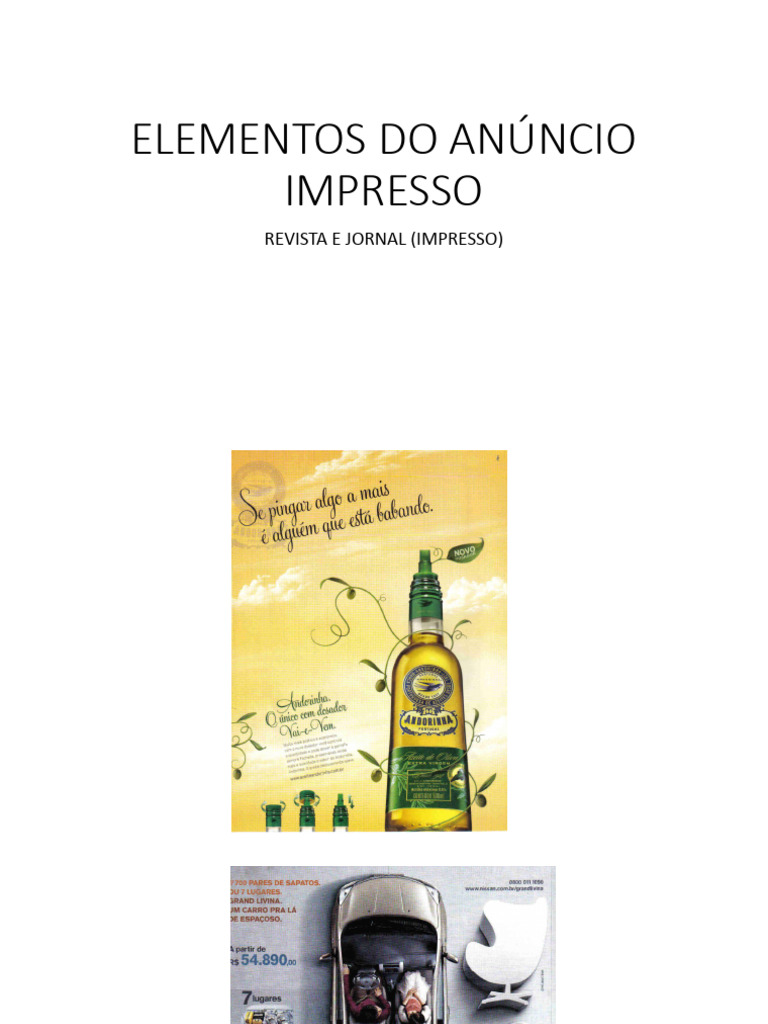 Elementos Do Anúncio Impresso PDF | PDF | Publicidade | Jornais