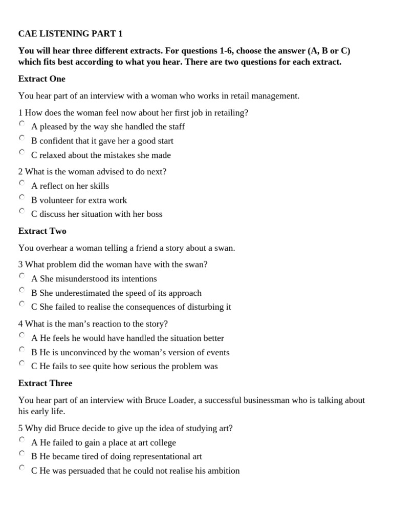 CAE Listening Part 1 | PDF