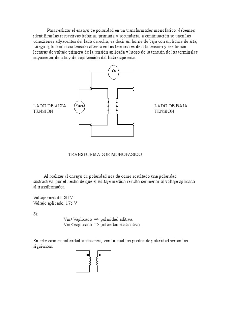 Prueba de Polaridad | PDF | voltaje | Transformador
