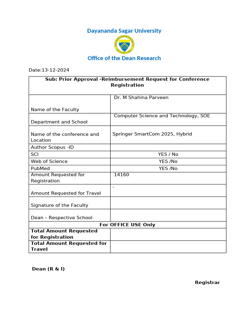 Conference Prior Approval Form | PDF