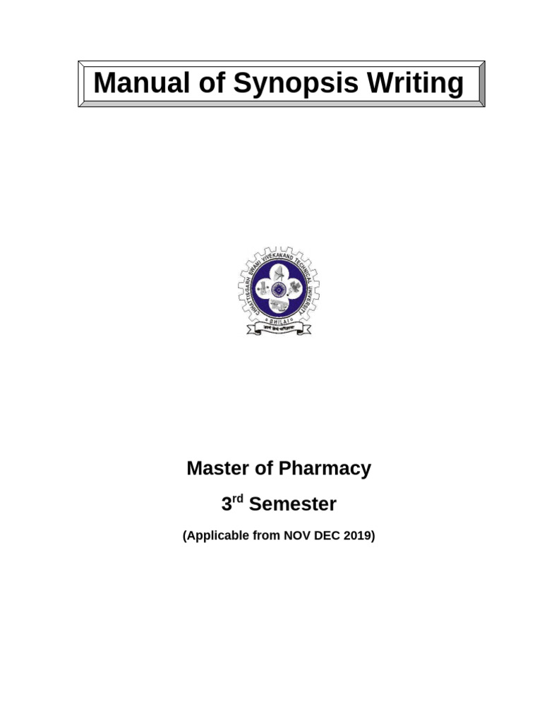 Synopsis Format For M. Pharm 3rd Semester | PDF | Thesis